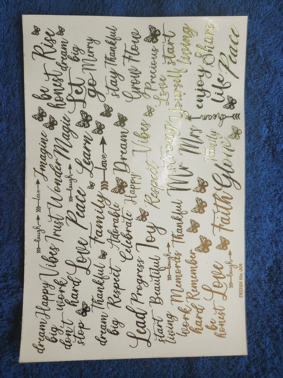 Words Dictionary Golden Embossed Stickers